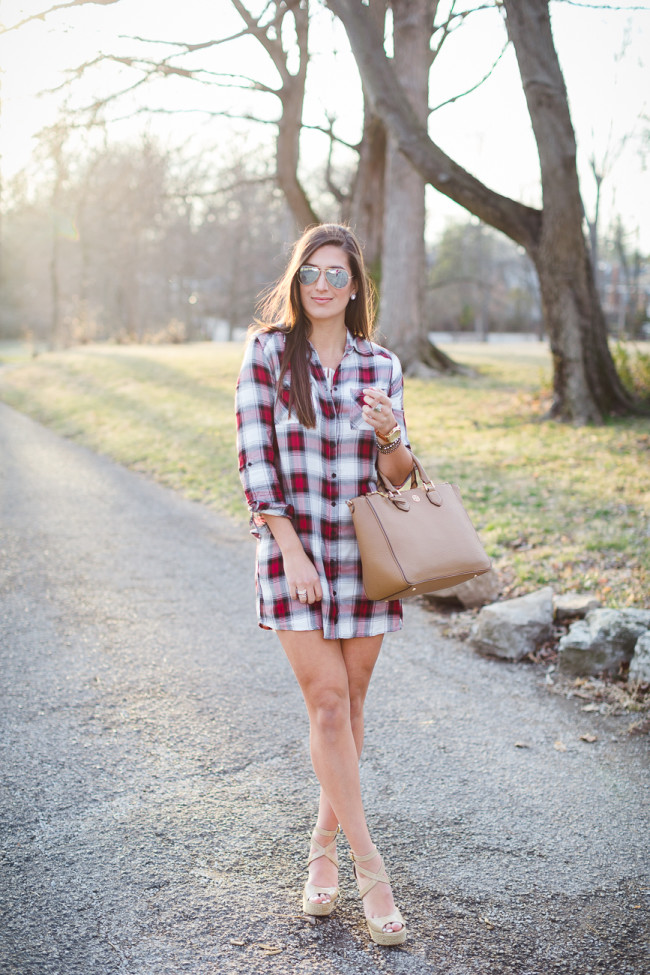Plaid Shirt Dress | A Southern Drawl