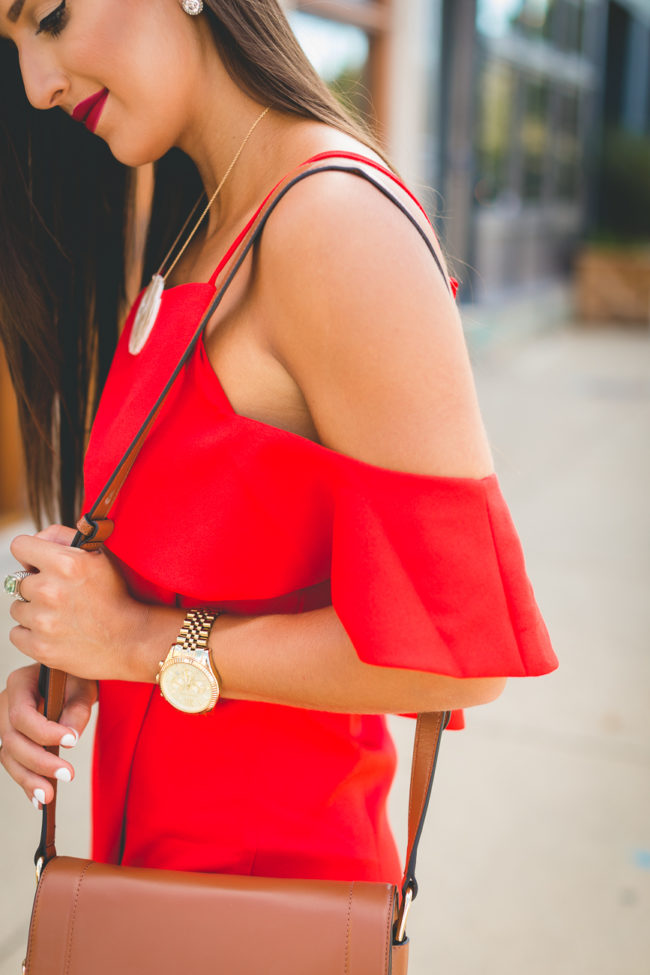 Red Cold Shoulder Dress | A Southern Drawl
