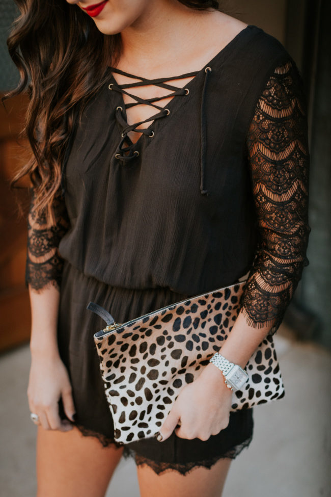 Black Lace Up Romper | A Southern Drawl