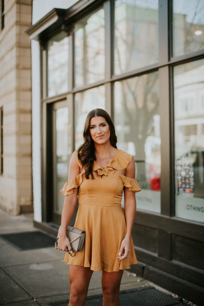 Gold Ruffle Dress | A Southern Drawl